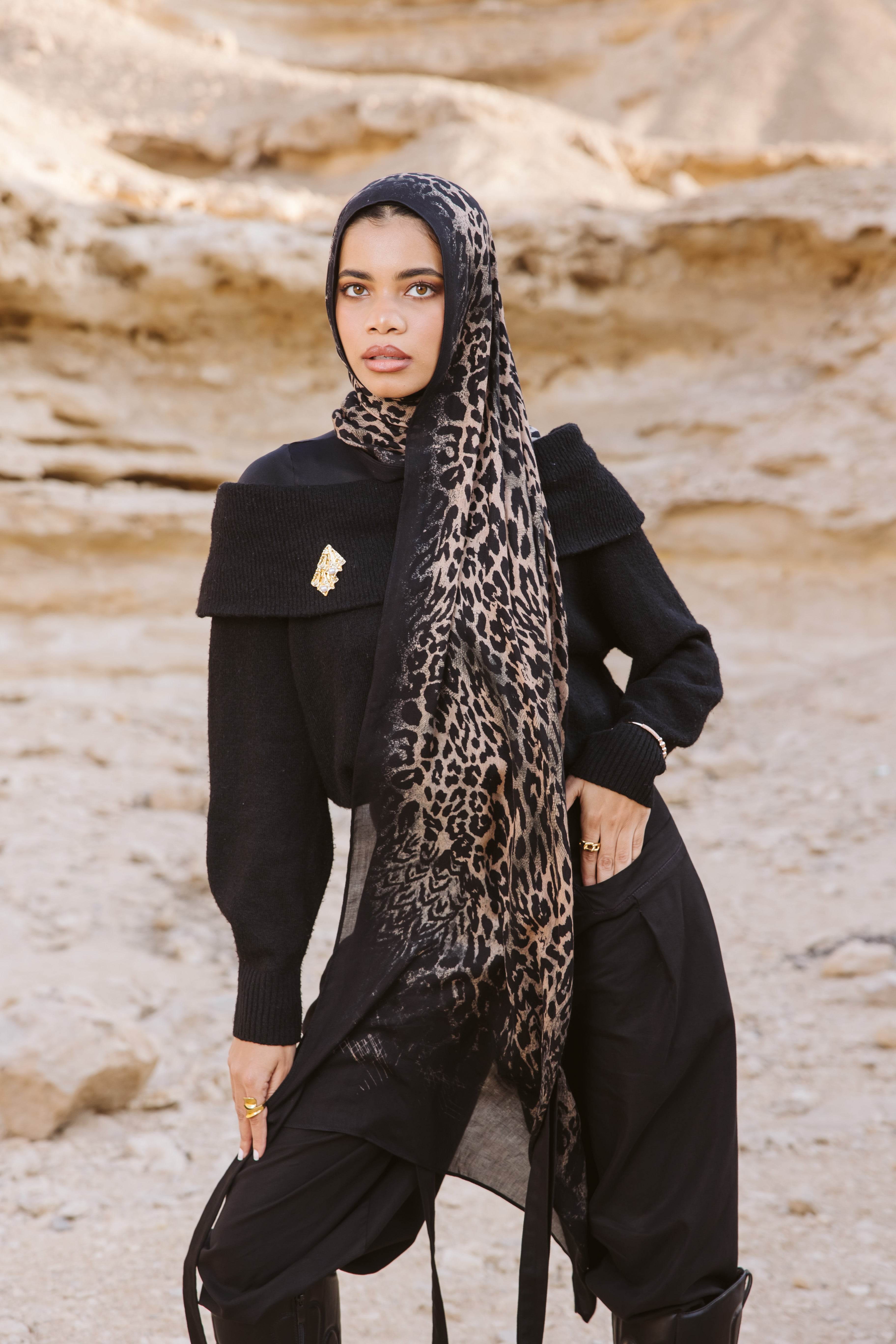 Worood Leopardess Modal Scarf – Wild & Bold