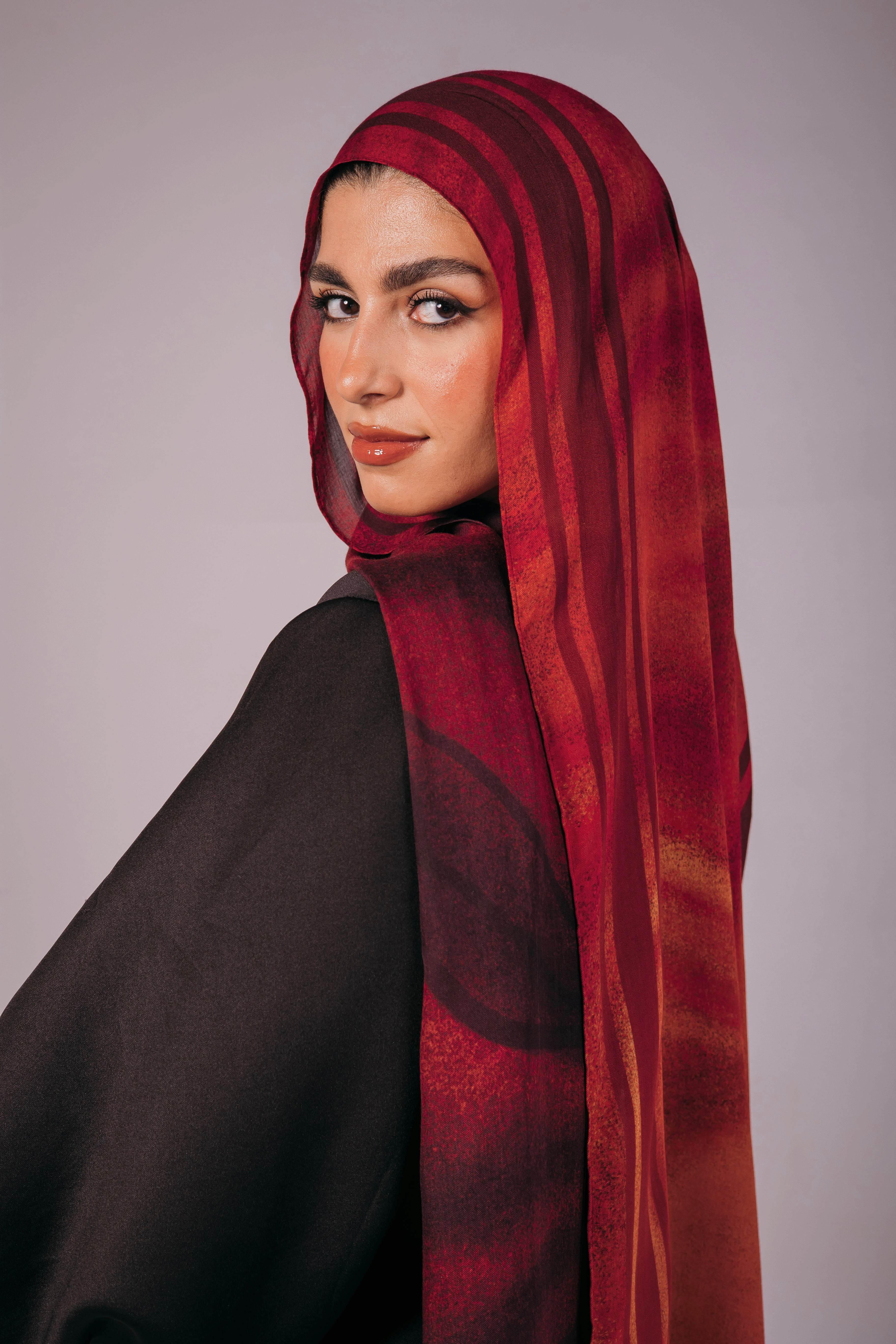 Worood Scarlet Rouge Modal Scarf – Bold & Elegant